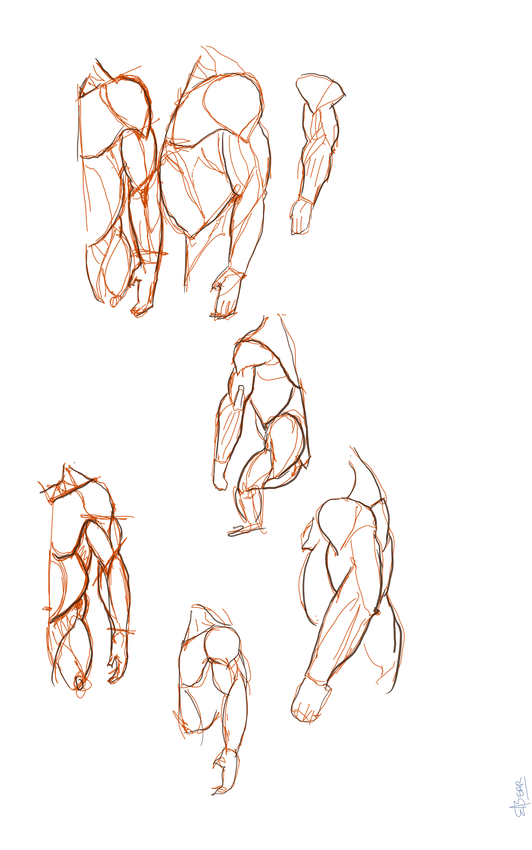 Man Hunched Over Drawing