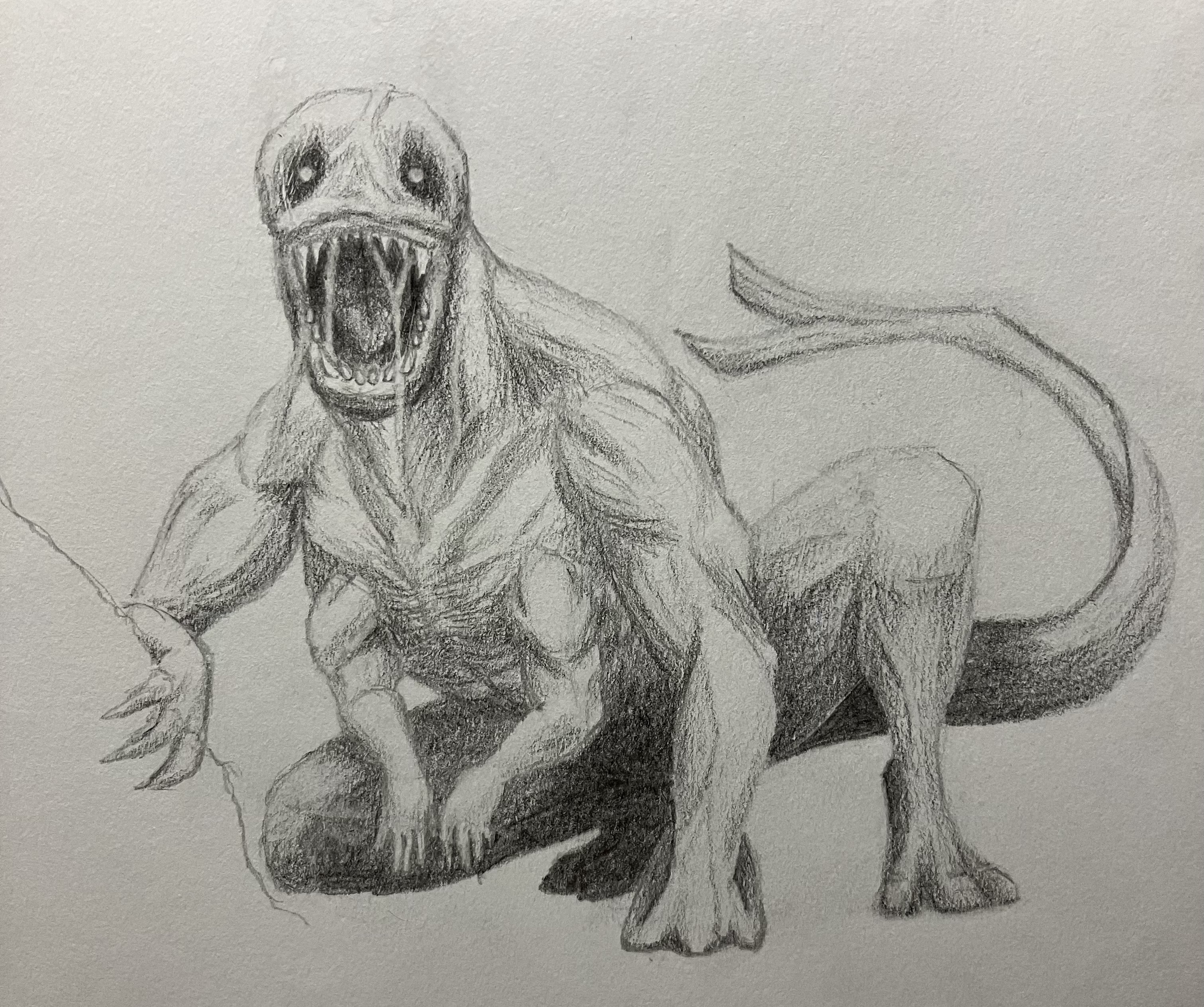 Cave Creature Pencil Drawing