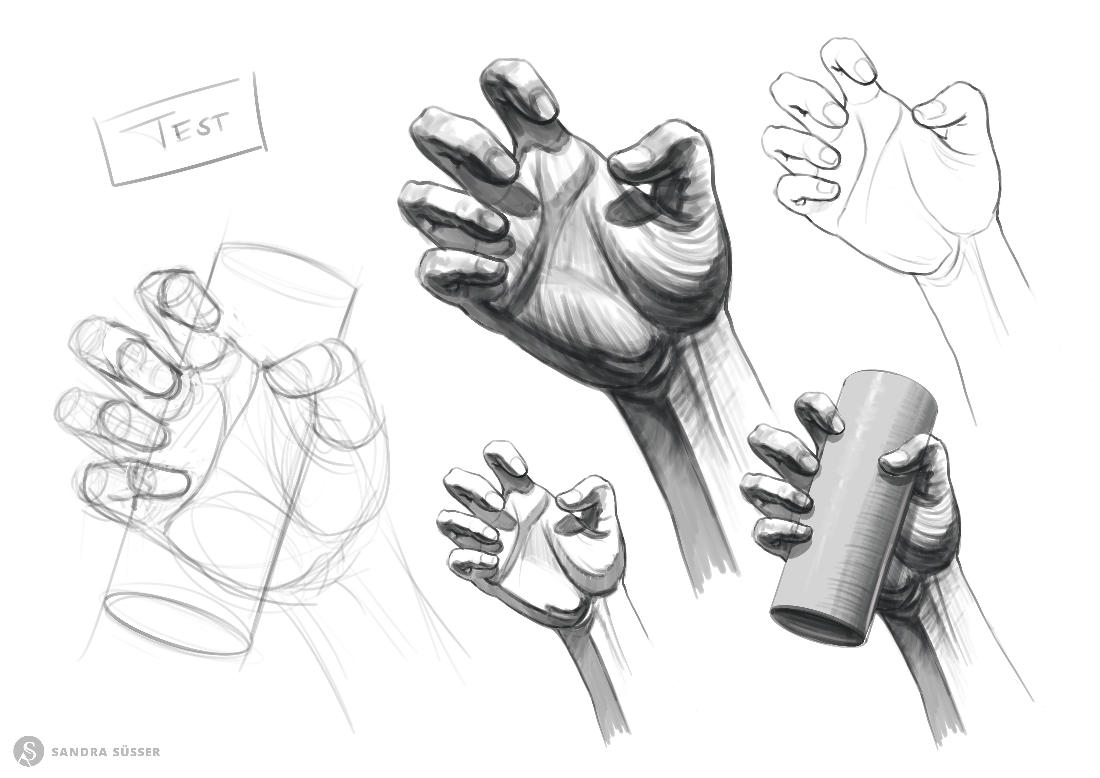 Hand Sketches Holding Objects