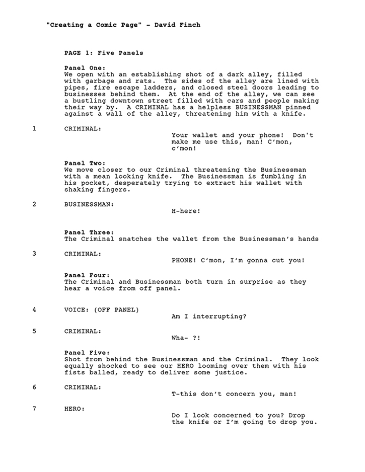 Proko - Breaking Down a Comic Script - Sample Script 1
